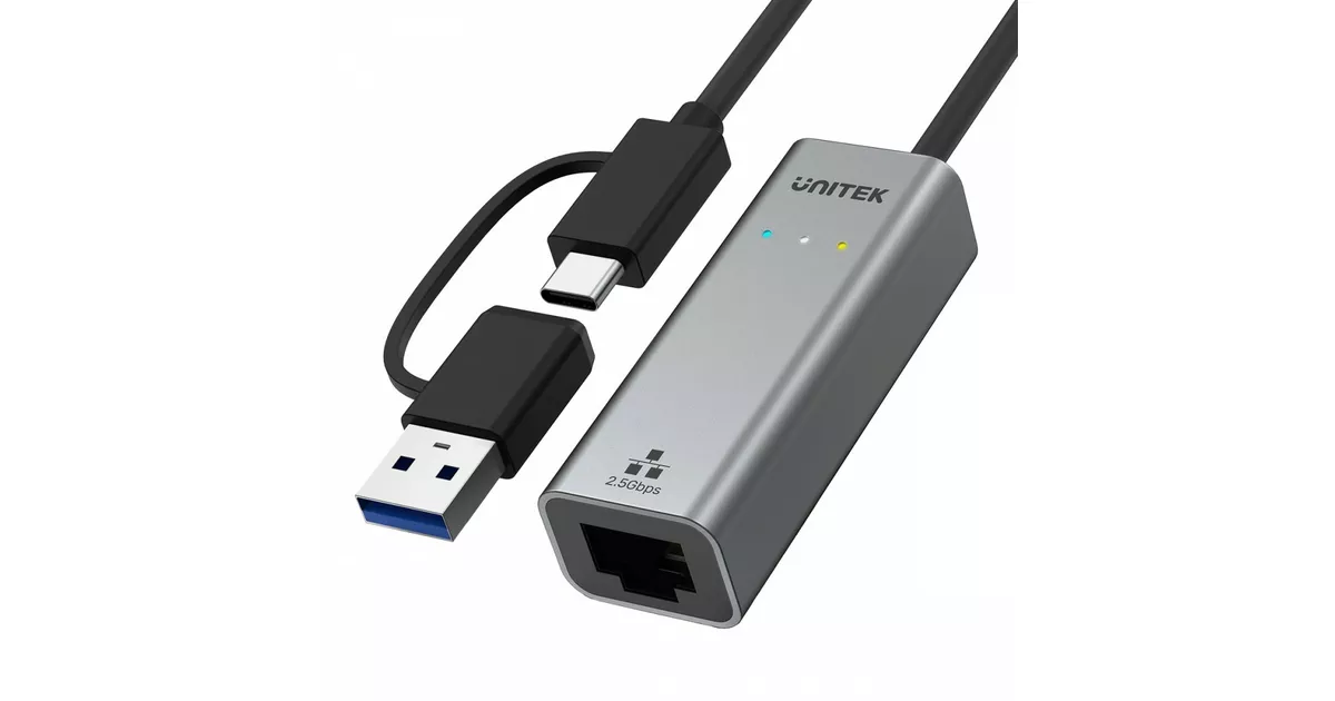 Unitek Adapter USB-A/C 3.1 GEN1 RJ45; 2,5 Gbps; U1313C | Alsen.pl