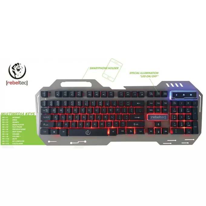 Rebeltec Klawiatura metalowa podwietlana gaming Rebeltec DISCOVERY 2 ...