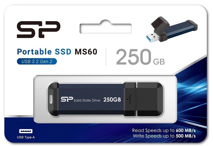 Silicon Power Dysk zewnętrzny SSD MS60 250GB USB 3.2 600/500MB/s | Alsen.pl